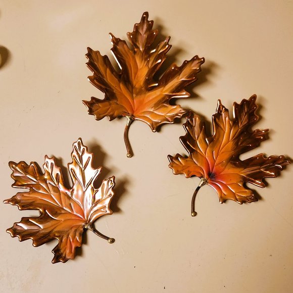Home Interiors | Wall Decor | Vintage 98 Metal Maple Leaf Wall Dcor Set ...